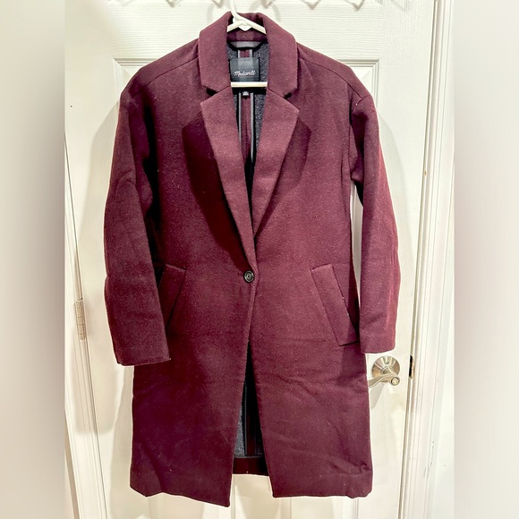 Madewell | Jackets & Coats | Madewell Burgundy Long Coat | Poshmark